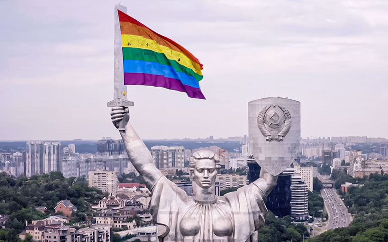 Ukraine LGBT+ Pride Flag Flies High Above Kyiv - Gay Nation